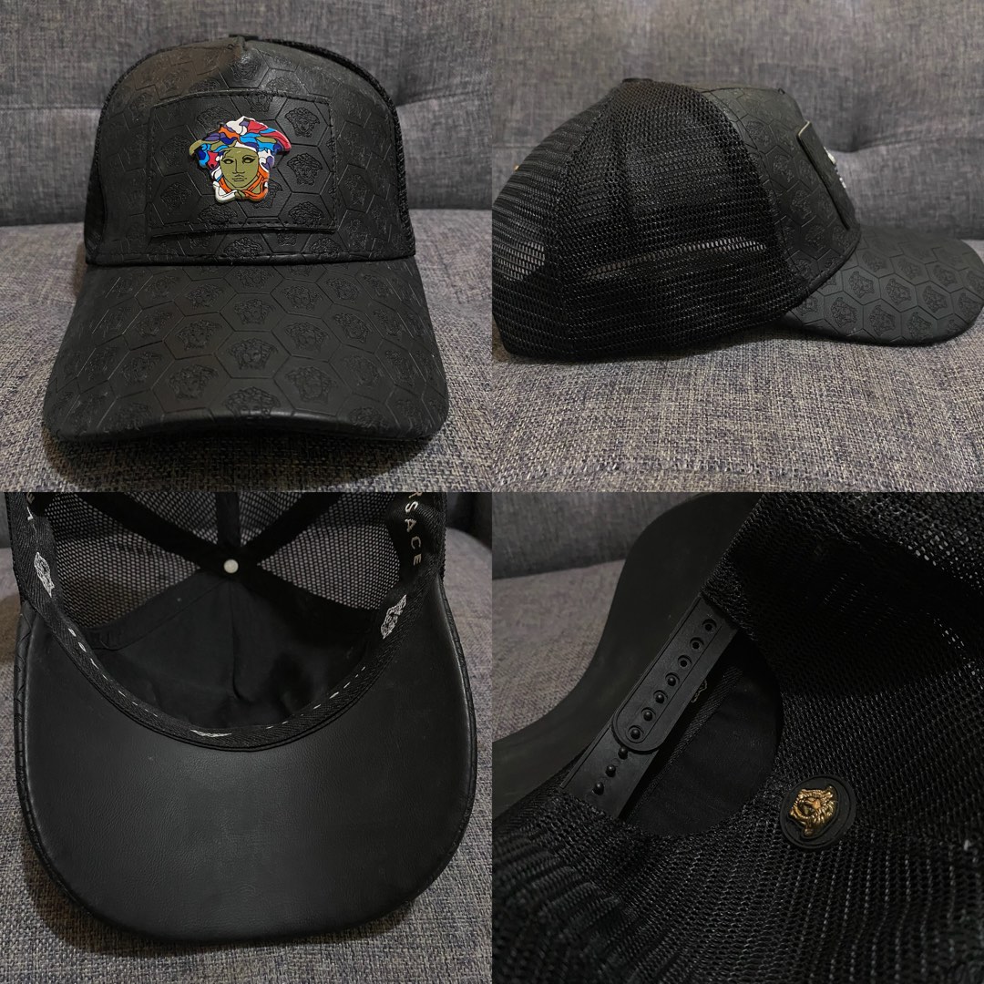 VERSACE MEDUSA LOGO BLACK TRUCKER HAT, Men's Fashion, Watches ...