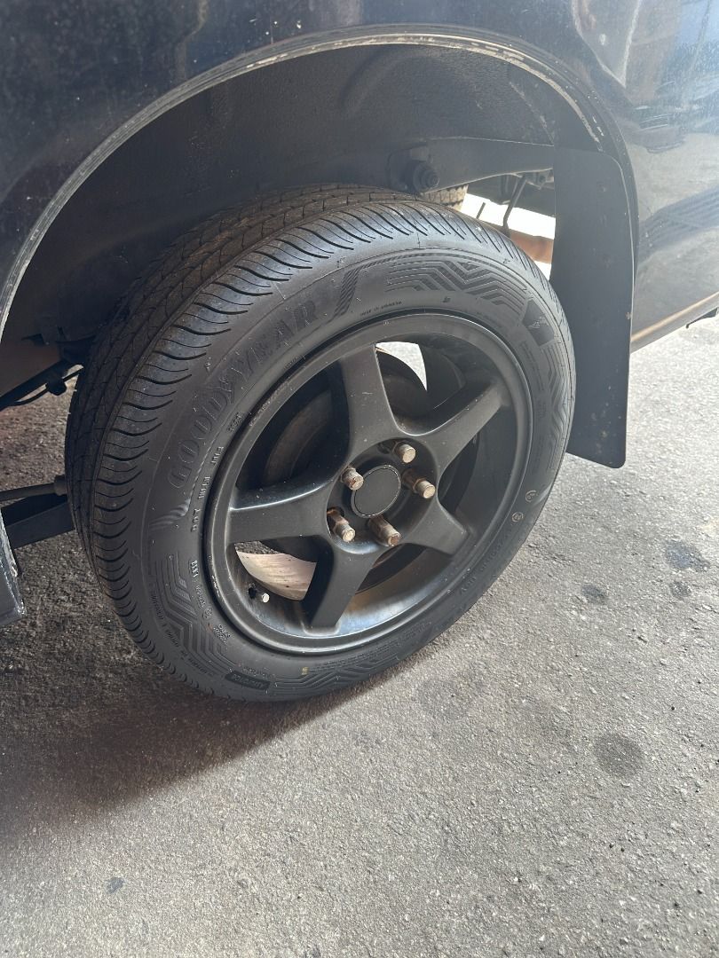 15" rims 5 Spoke Star Matte Black Sport Rims, Auto Accessories on Carousell
