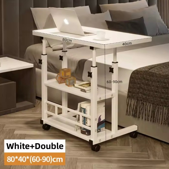 Adjustable Bedroom Side Table With Wheels | Rolling Bedside Work Table ...