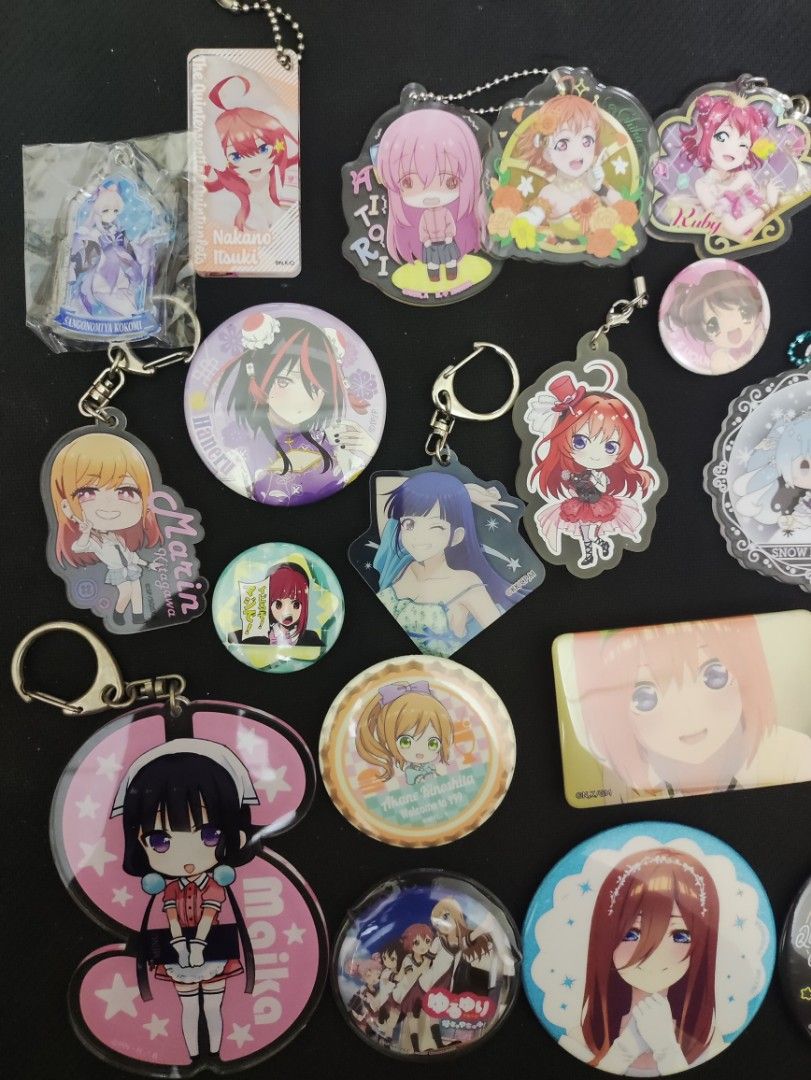 Assorted waifu keychain can badge (Genshin impact, Demon slayer, ameri ...