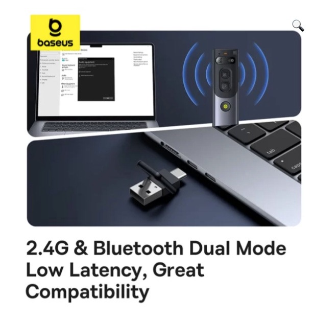 BASEUS Orange Dot AI Voice 2.4G + Bluetooth-compatible Dual Mode Red ...