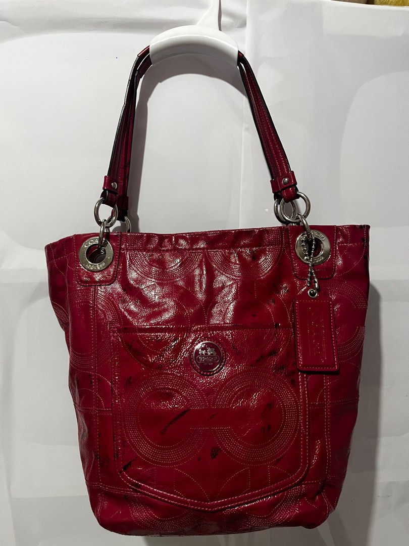 Coach Red Patent Leather Tote Bag, Luxury, Bags & Wallets on Carousell