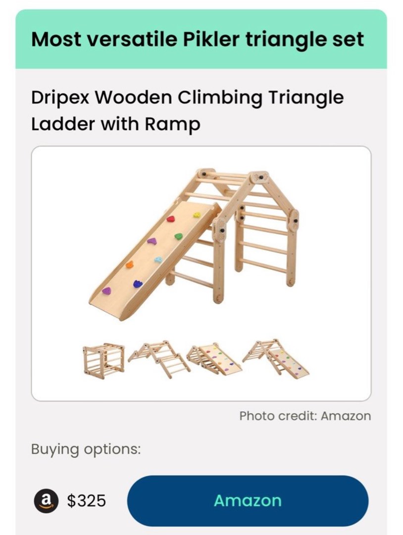 DripeX Wooden Climbing Triangle Ladder with Ramp, Babies & Kids, Infant ...