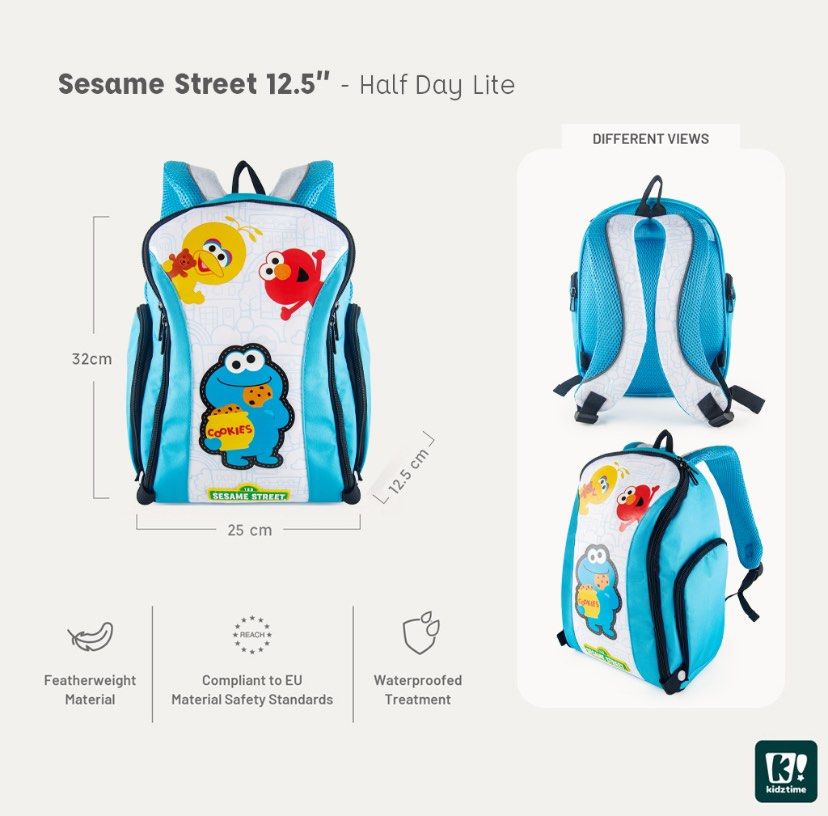 [Free Mail] Kidztime Sesame Street Half Day Lite Backpack with Elmo ...