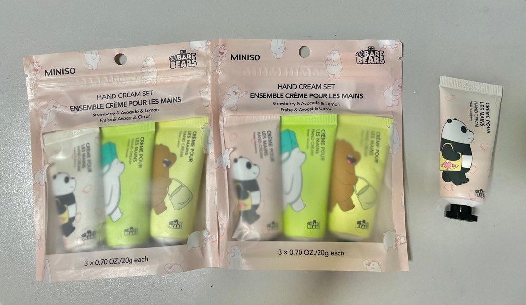GET 2 MINISO WE BARE BEARS HAND CREAM SETS, FREE 1 HAND CREAM, Beauty ...
