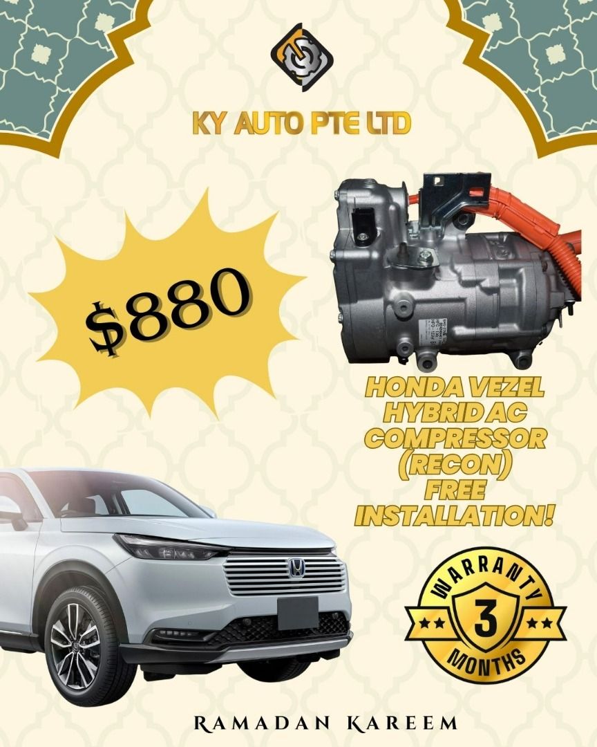 Honda Vezel Hybrid Air Con Compressor Free Install with 3 Months ...
