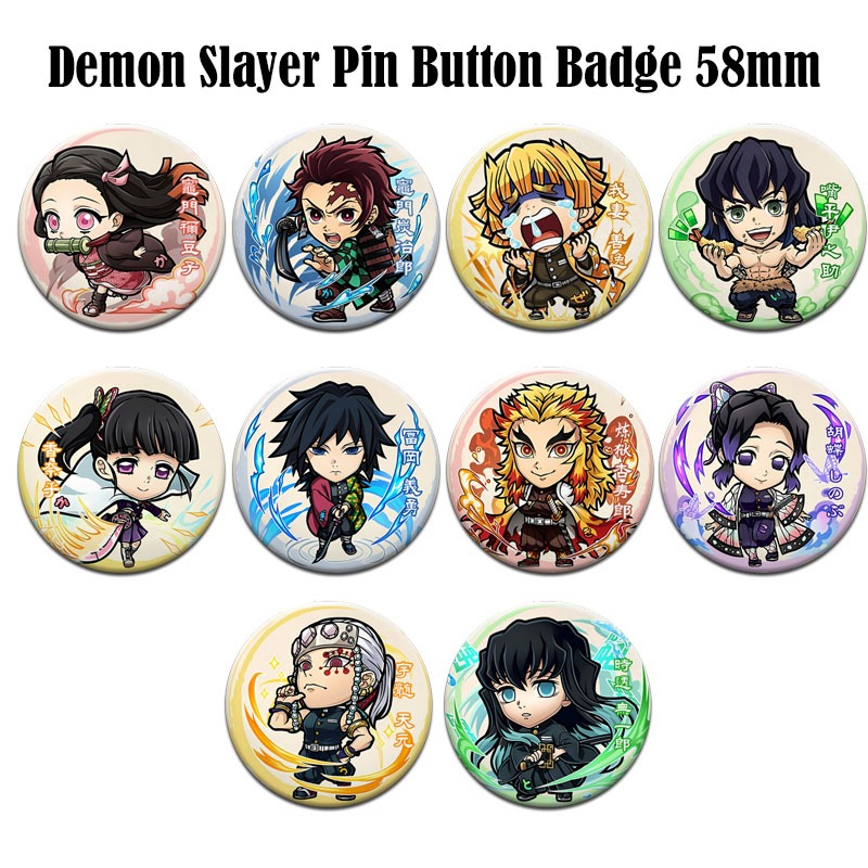 Lencana Butang Pin Demon Slayer Chibi Characters Pin Button Badge 58mm ...