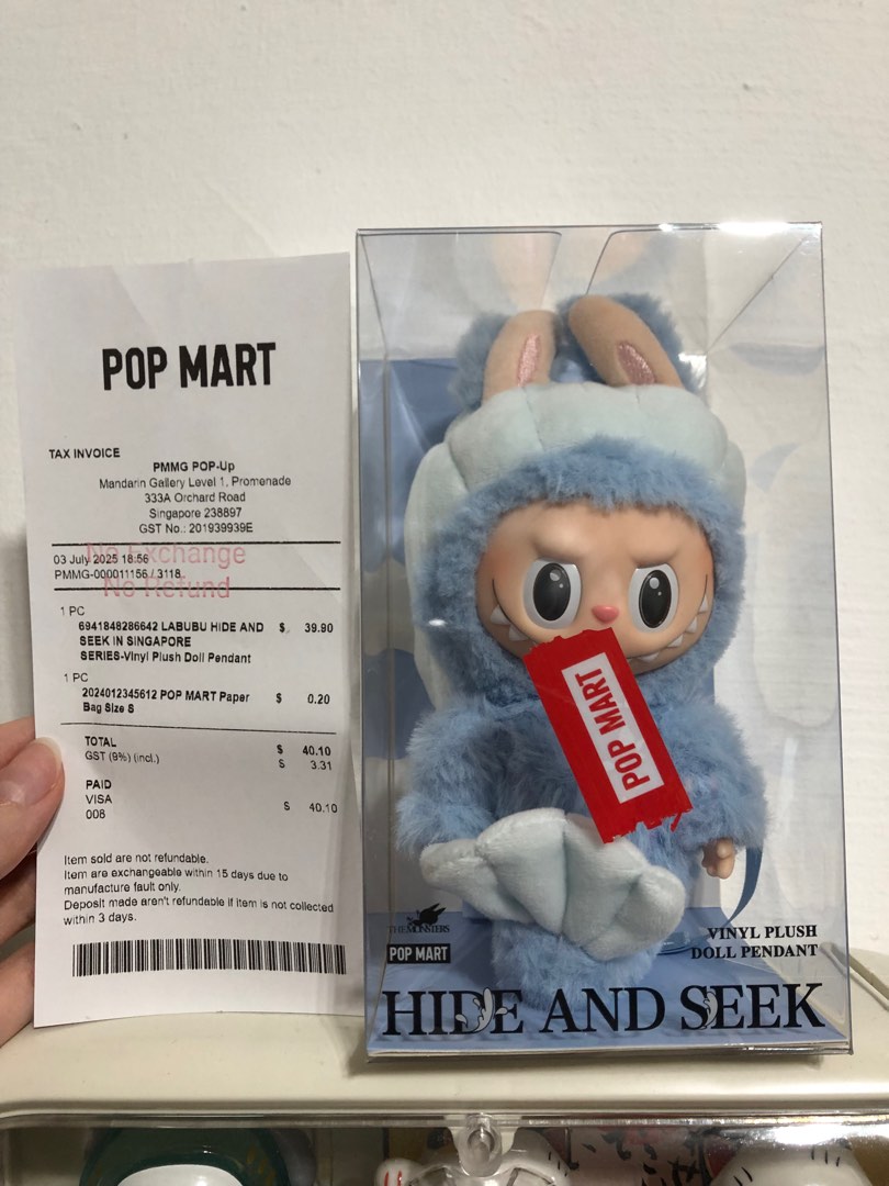 Popmart Labubu Hide and Seek Vinyl Plush Doll Pendant (Merbubu) Blue ...