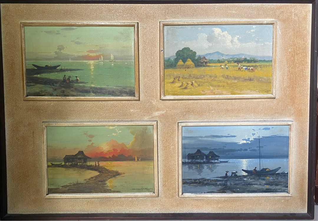 Rare 4 in 1 Rural Scenes by Master Crispin V. Lopez 1969, Hobbies ...