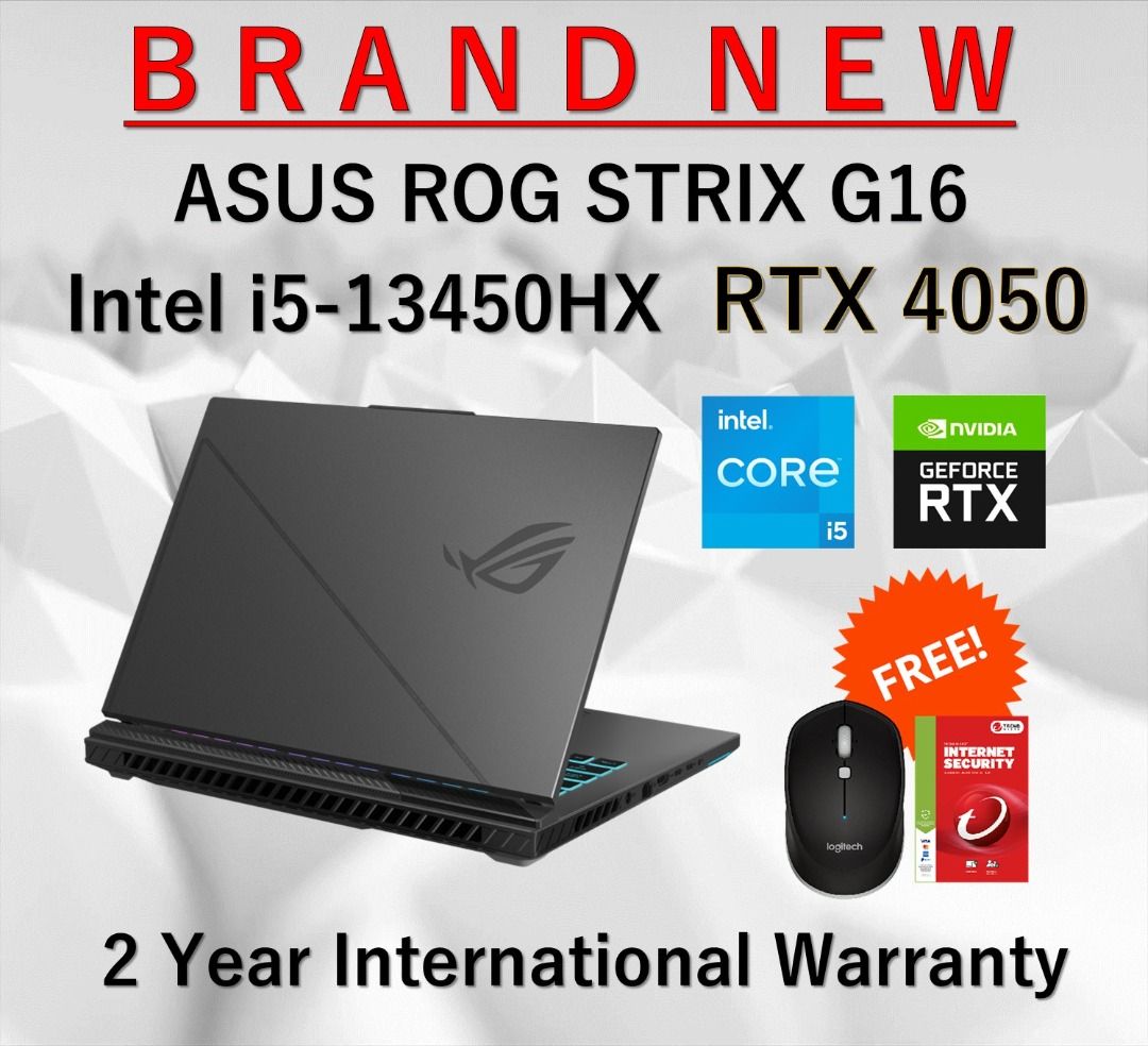 (READY STOCK) ASUS ROG STRIX G16 ( Intel i5-13450HX, RTX 4050, 16GB ...