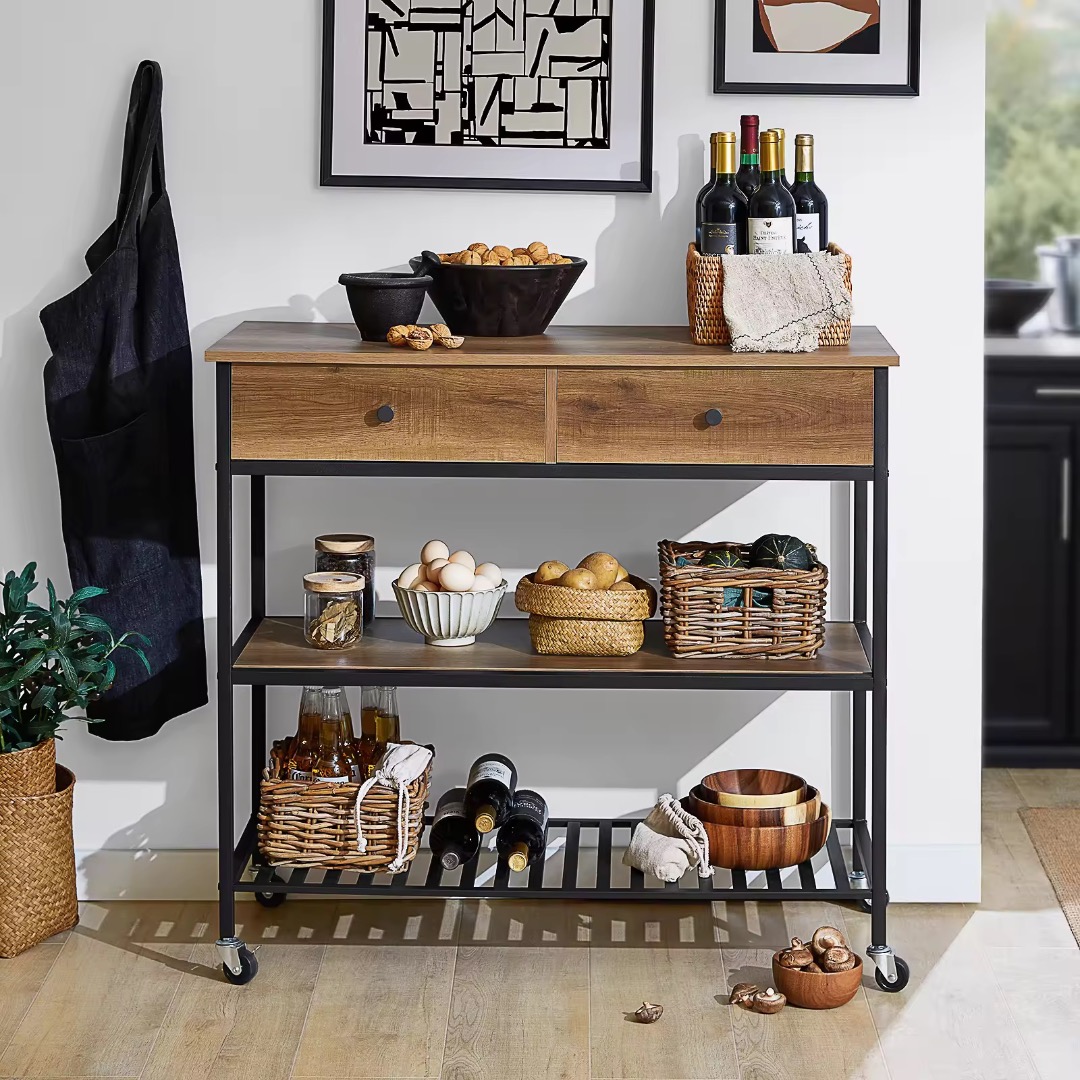 Rolling Kitchen Cabinet | Wheeled Storage Cart | Kitchen Island Trolley ...