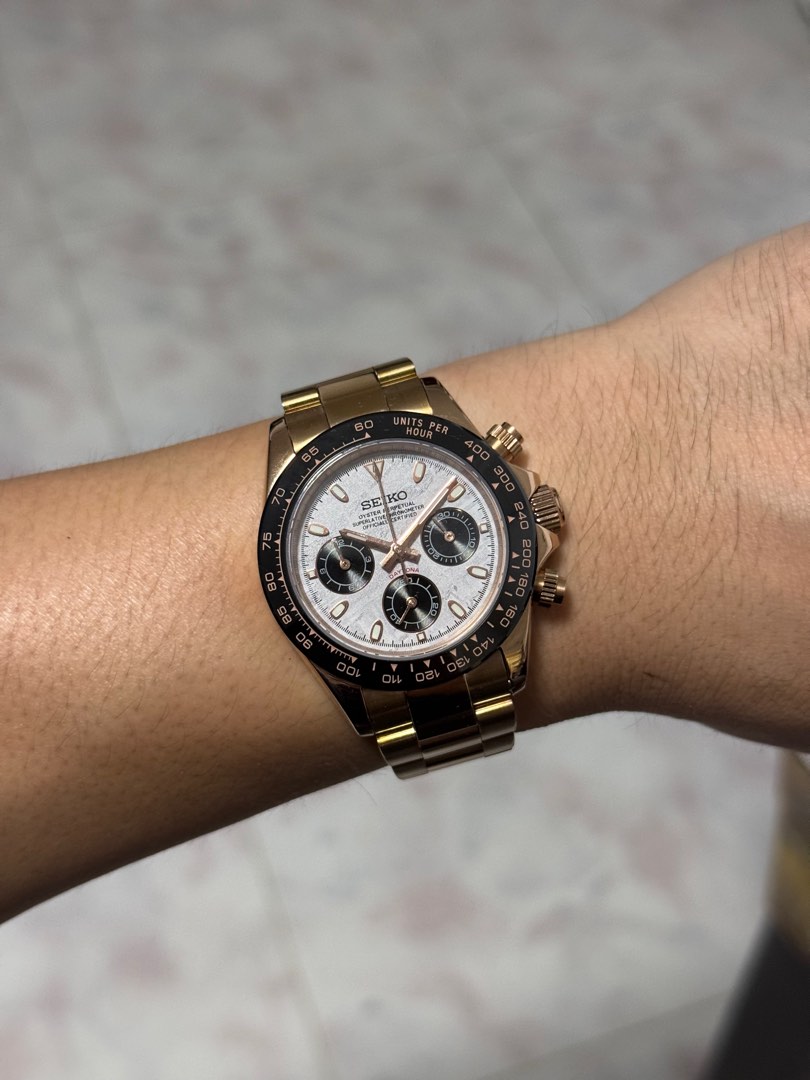 Seiko Mod Daytona Rose Gold Meteorite Dial, Men's Fashion, Watches ...