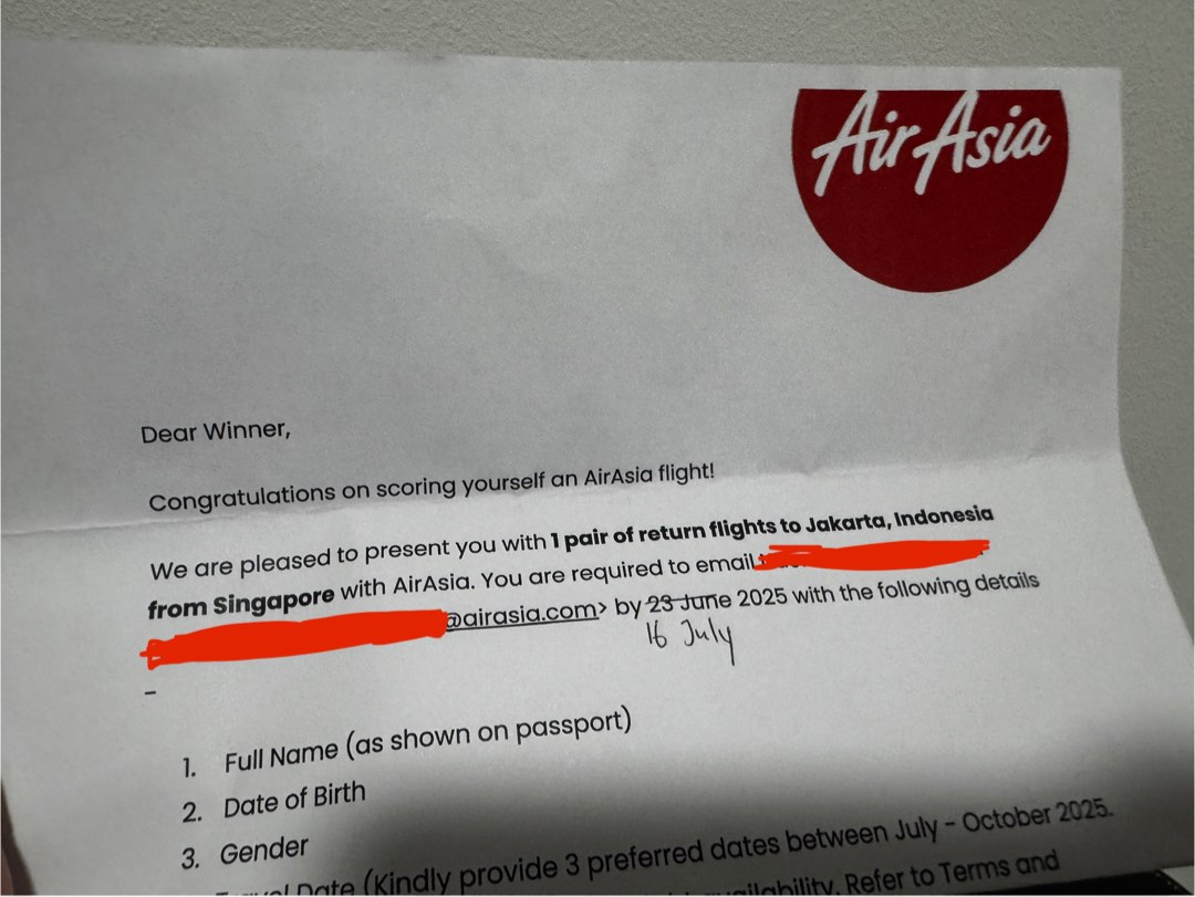 1 Pair AirAsia Flight Tickets (Must book by 16 July 2025), Tickets ...
