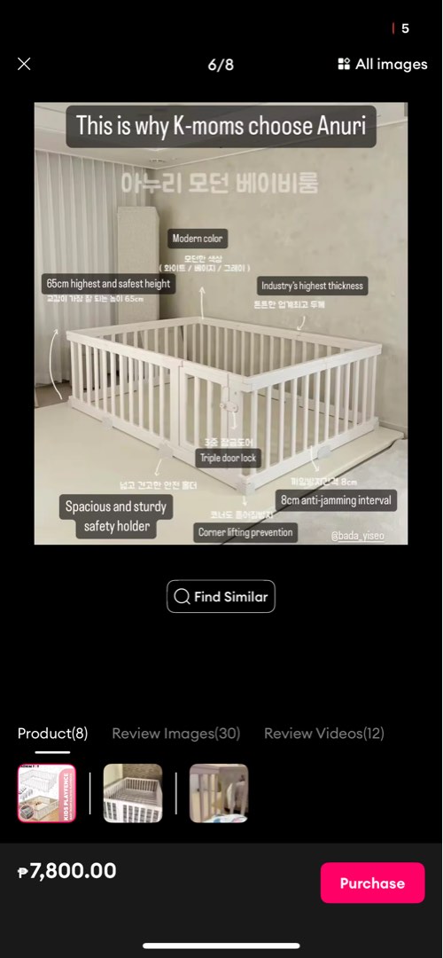 RUSH SALE WITH INCLUSIONS !!! Anuri 8 panel playpen, Babies & Kids ...