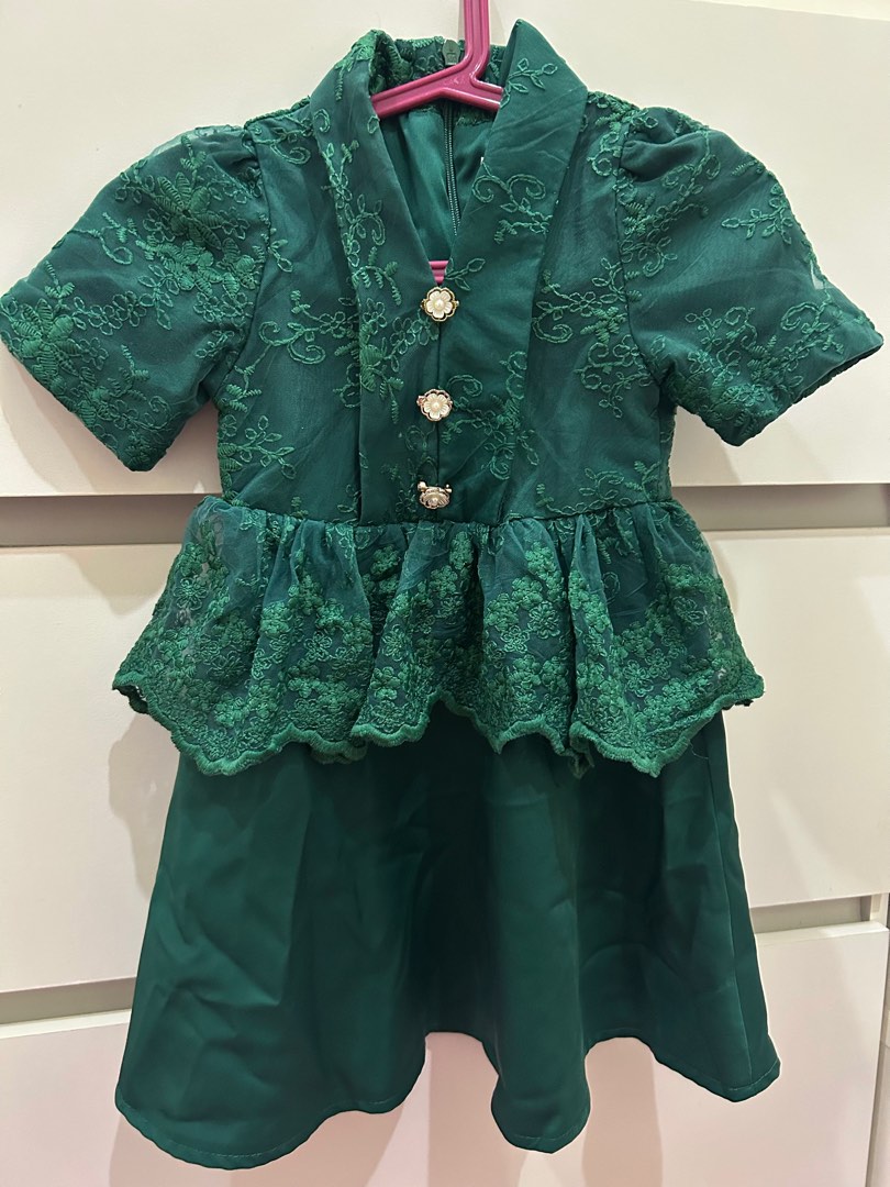 Baju raya emerald green, Babies & Kids, Babies & Kids Fashion on Carousell