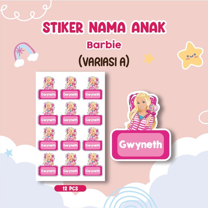 BARBIE STICKER LABEL NAME TAG LABEL WATERPROOF BOOK LABEL PARTY FAVOUR ...