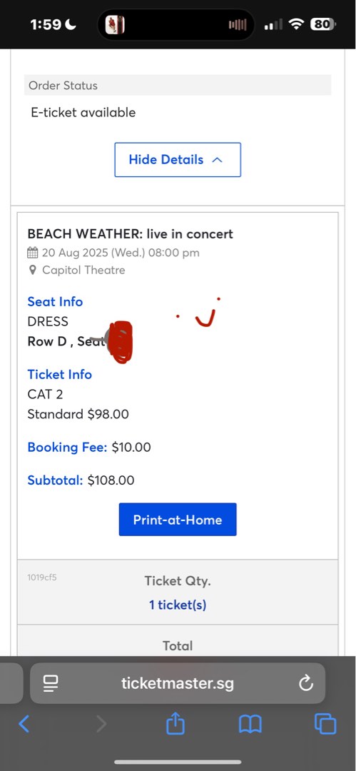 Beach Weather Concert Ticket - Capitol Theatre - Cat 2, Tickets ...