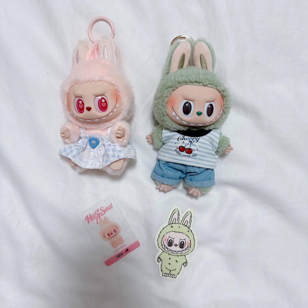 Brand New Popmart Labubu without with clothing bag charm SET, Hobbies ...