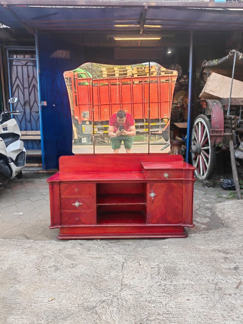 Bupet Cermin Artdeco – Kayu Jati Asli, Antik, Furnitur di Carousell