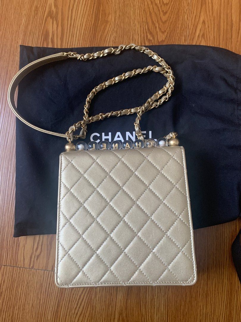 CHANEL Metallic Goatskin Quilted Chic Pearls Flap Gold, Luxury, Bags ...