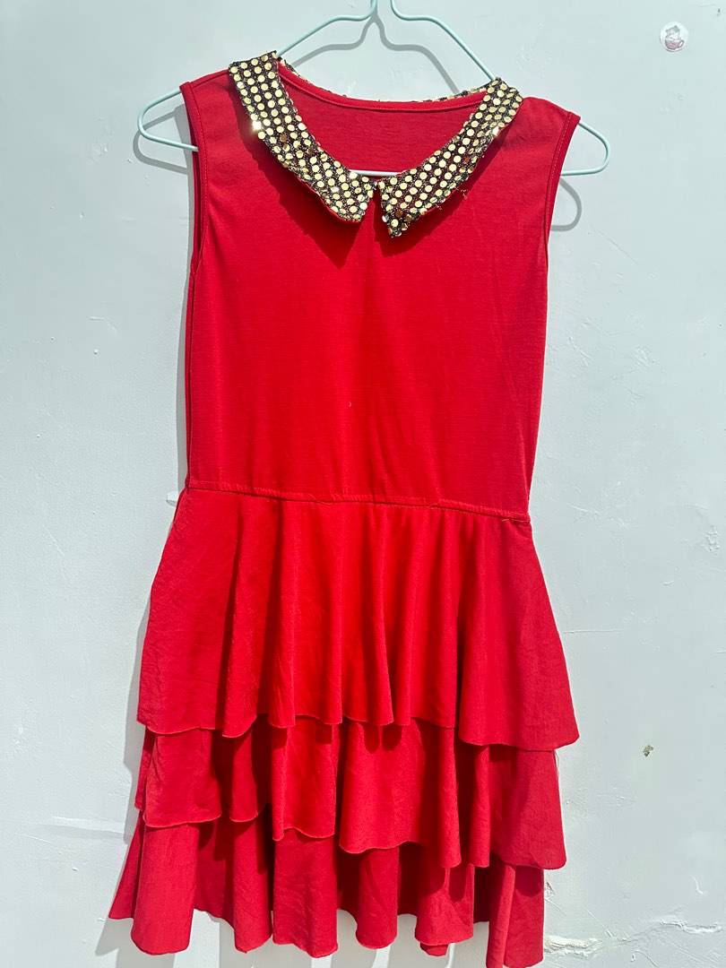 Dress merah, Fesyen Wanita, Pakaian Wanita, Gaun & Rok di Carousell