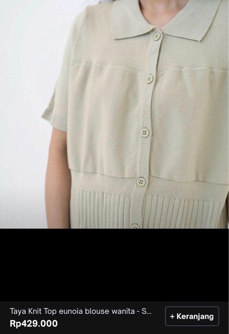 Eunoia Taya Top Sage, Fesyen Wanita, Pakaian Wanita, Atasan di Carousell