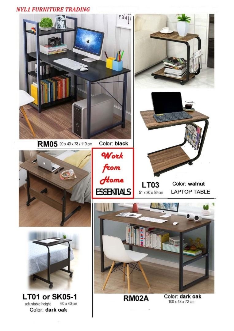 Laptop Study Table with Integrated Shelving, Furniture & Home Living ...