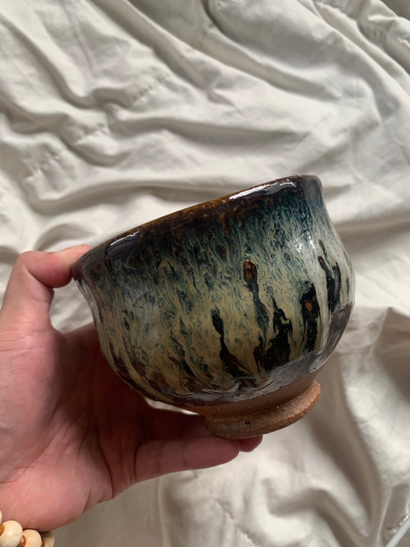 Matcha Bowl Chawan drip glazed, Furniture & Home Living, Kitchenware ...