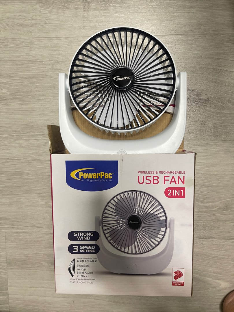 PowerPac Wireless & Rechargeable USB Fan 2-in-1, Furniture & Home ...