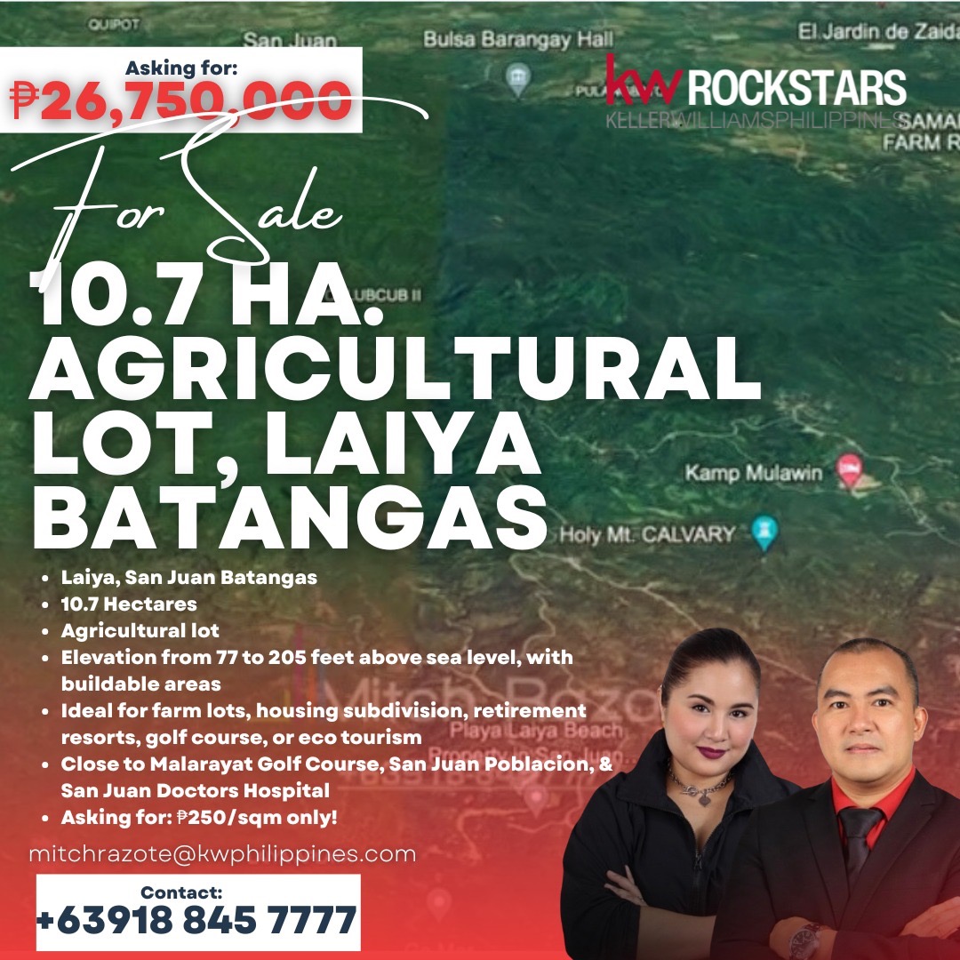 Prime 10.7 Hectare Agricultural Lot For Sale in Laiya, Batangas Best For Residential ...