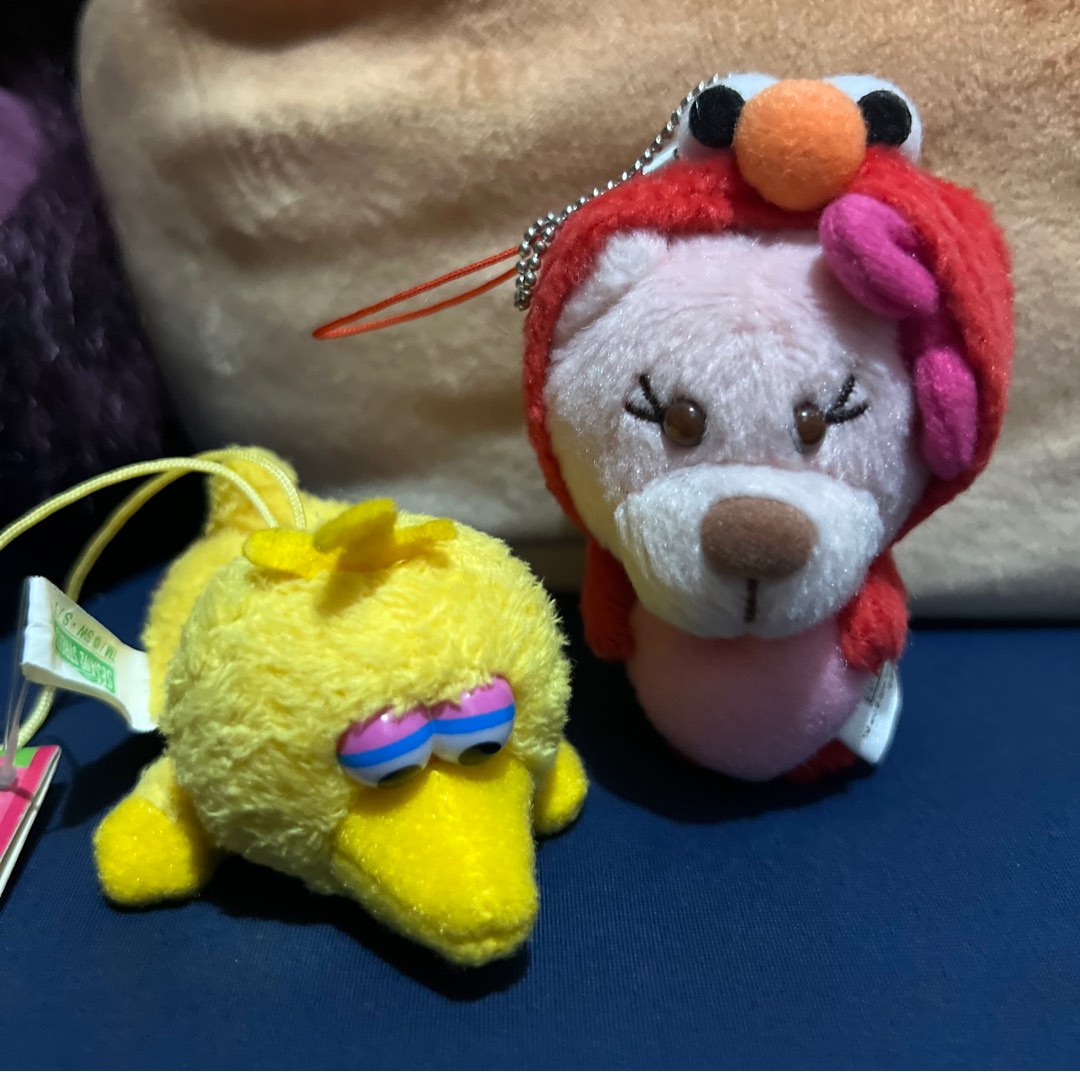 Sesame Street Big Bird & Pink Bear In Elmo Costume Bag Charms Set ...