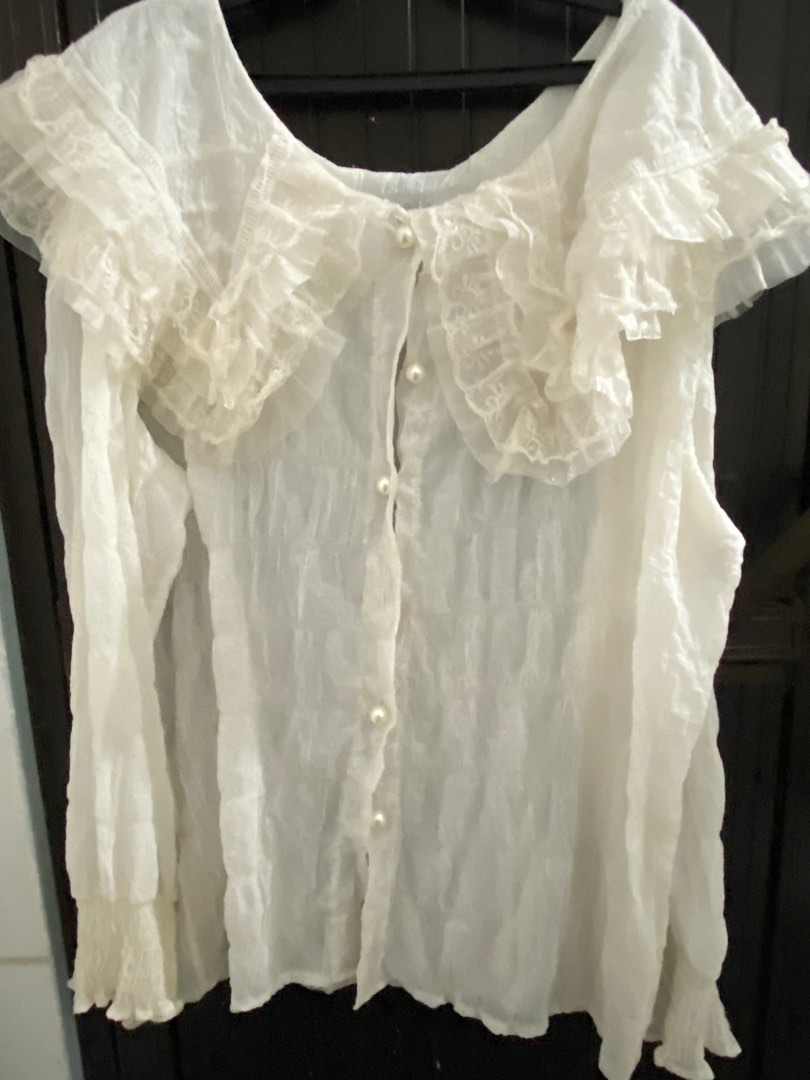 White Alt / Alternative Gothic Blouse, Women's Fashion, Tops, Blouses ...