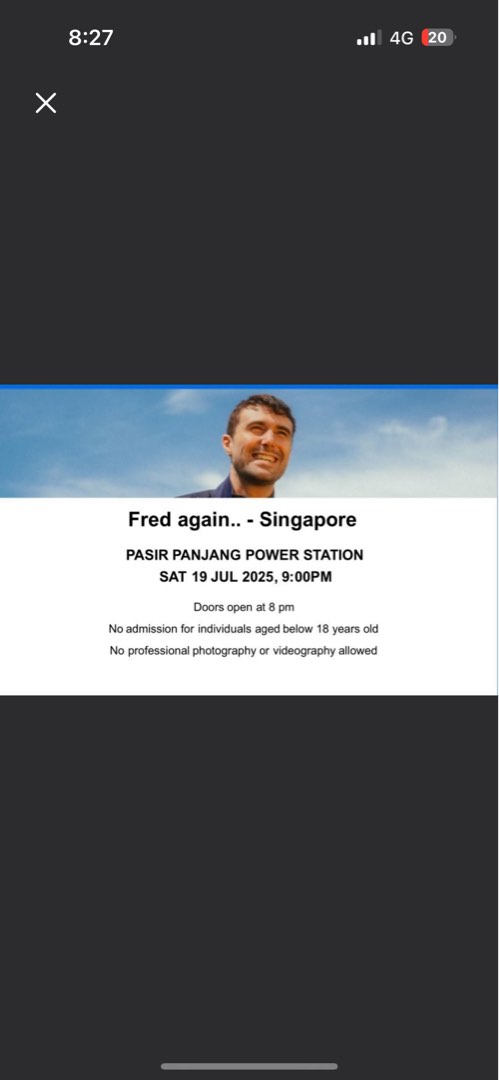 2x Fred again Singapore Concert Ticket, Tickets & Vouchers, Event ...