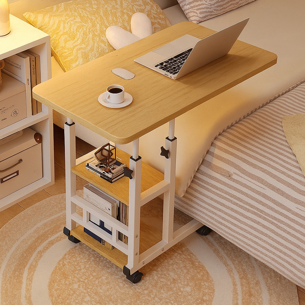 Adjustable Laptop Table | Bedside Computer Table | Rolling Study Table ...