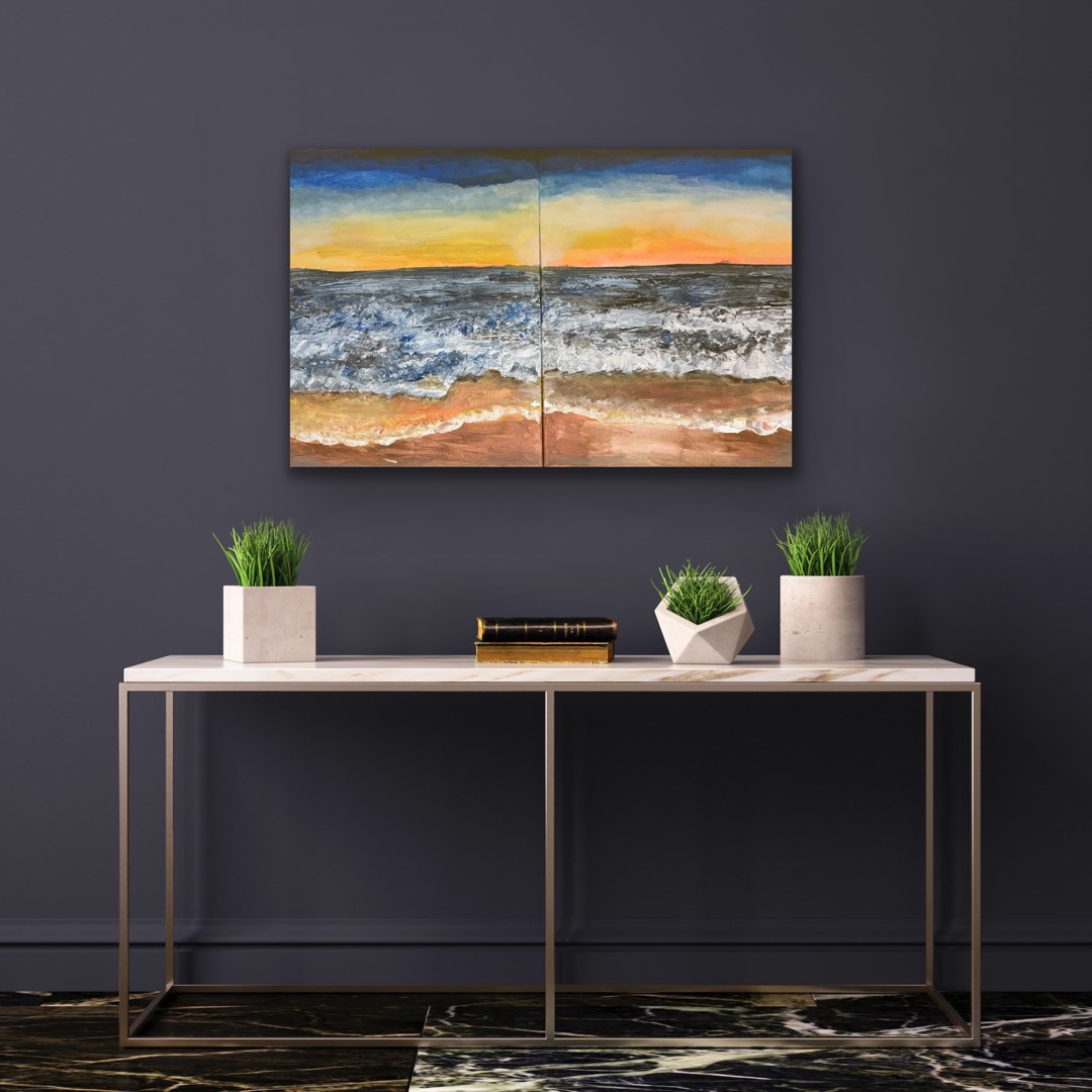 Beach Pair Painting Textured, Hobbies & Toys, Stationary & Craft, Art ...