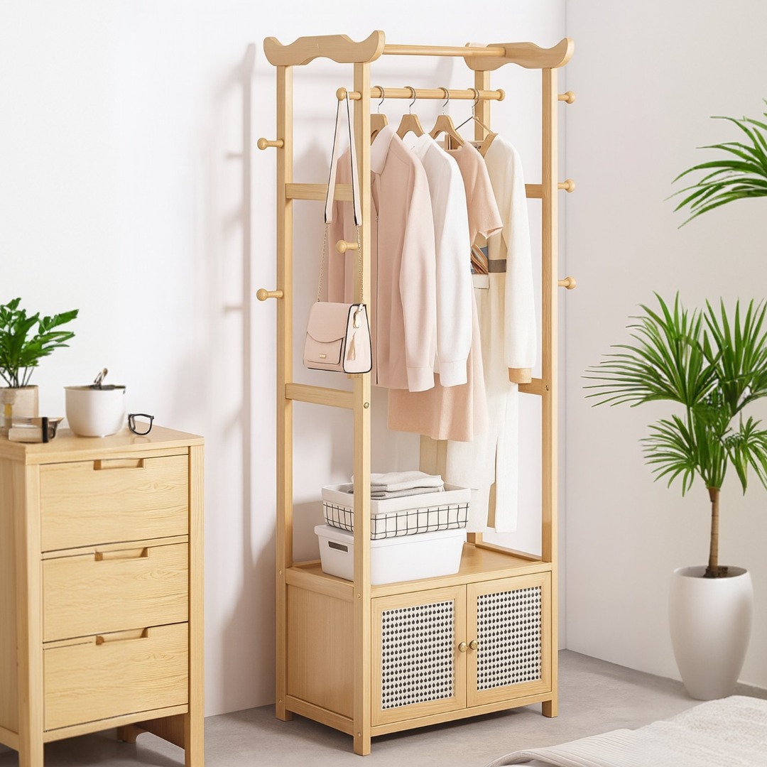 Bedroom Clothes Hanging Rack | Standing Clothes Hanger Shelf | Wardrobe ...