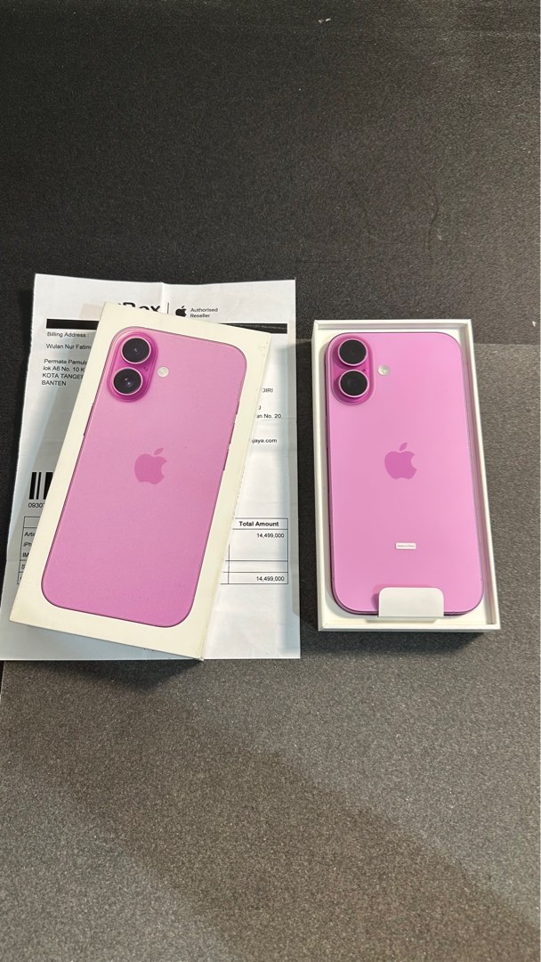 Iphone 16 pink 128 gb baru buka dus free adapter garansi ibox, Telepon ...