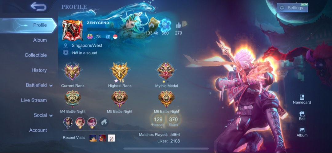 Mobile Legends Account - Mythic Medal, 370 Skins, Video Gaming, Gaming ...