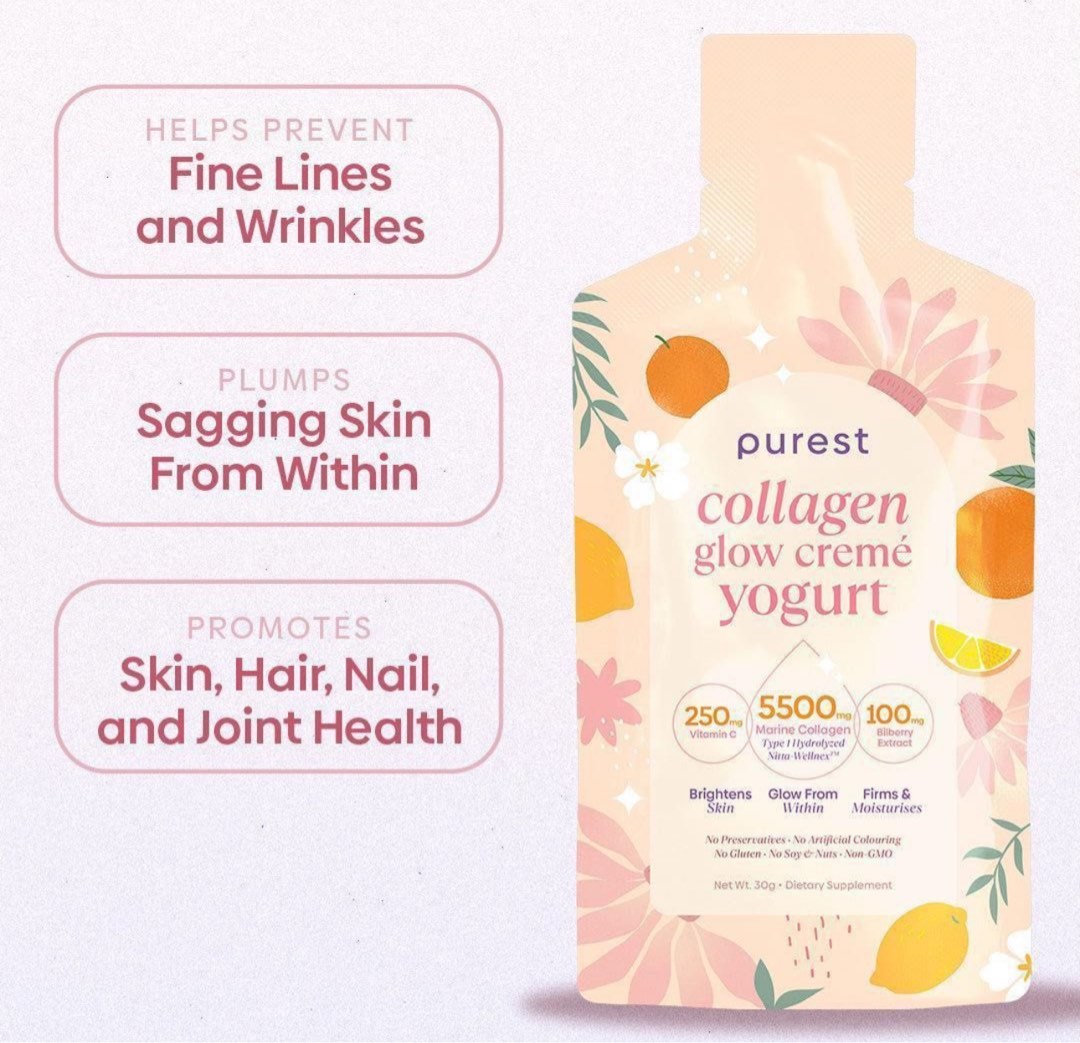 Purest Collagen Glow Creme Yogurt, Health & Nutrition, Health ...
