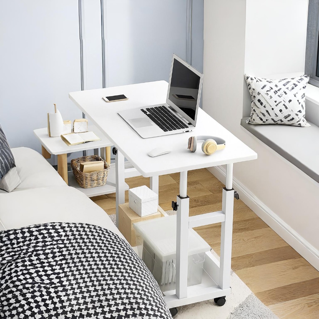 Rolling Laptop Desk | Adjustable Laptop Table | Study Table With Wheels ...