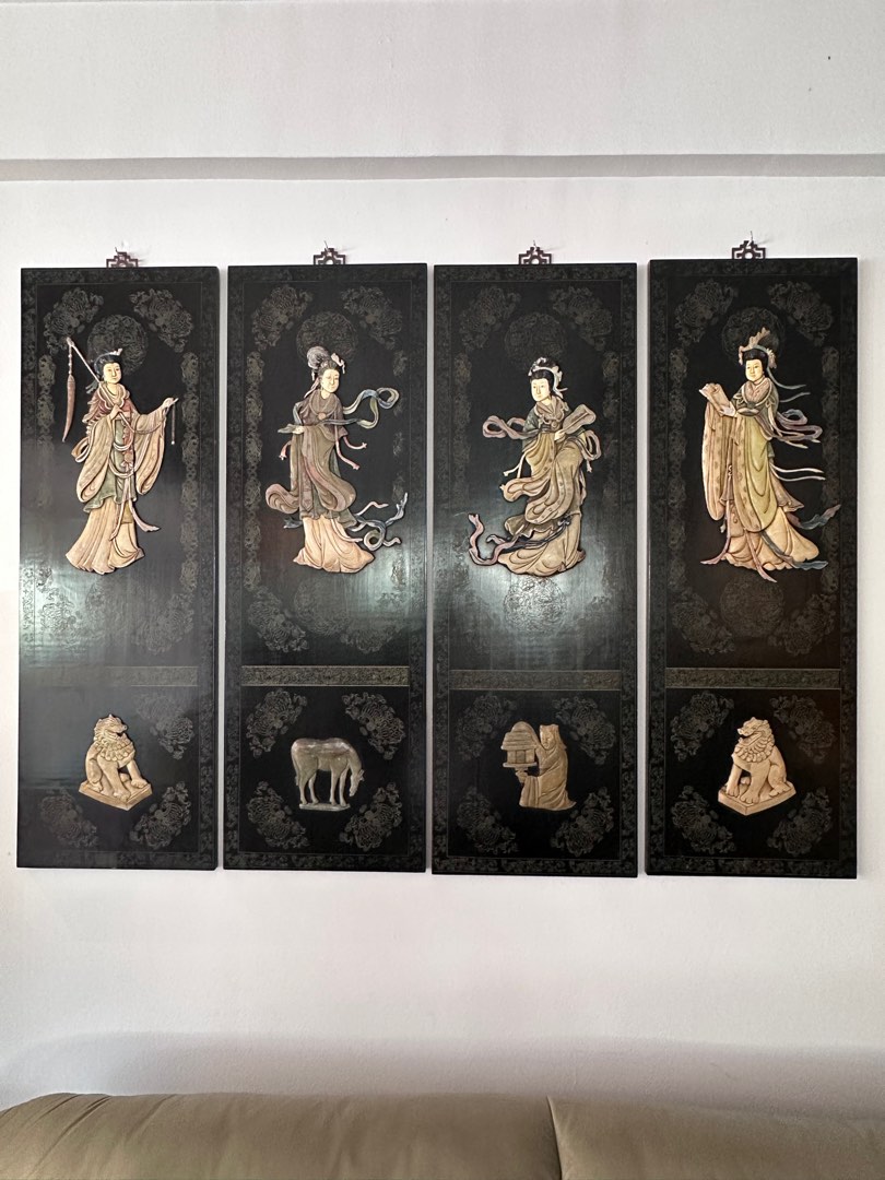 Vintage Chinese Wall Panels - Set of 4, Furniture & Home Living, Home ...