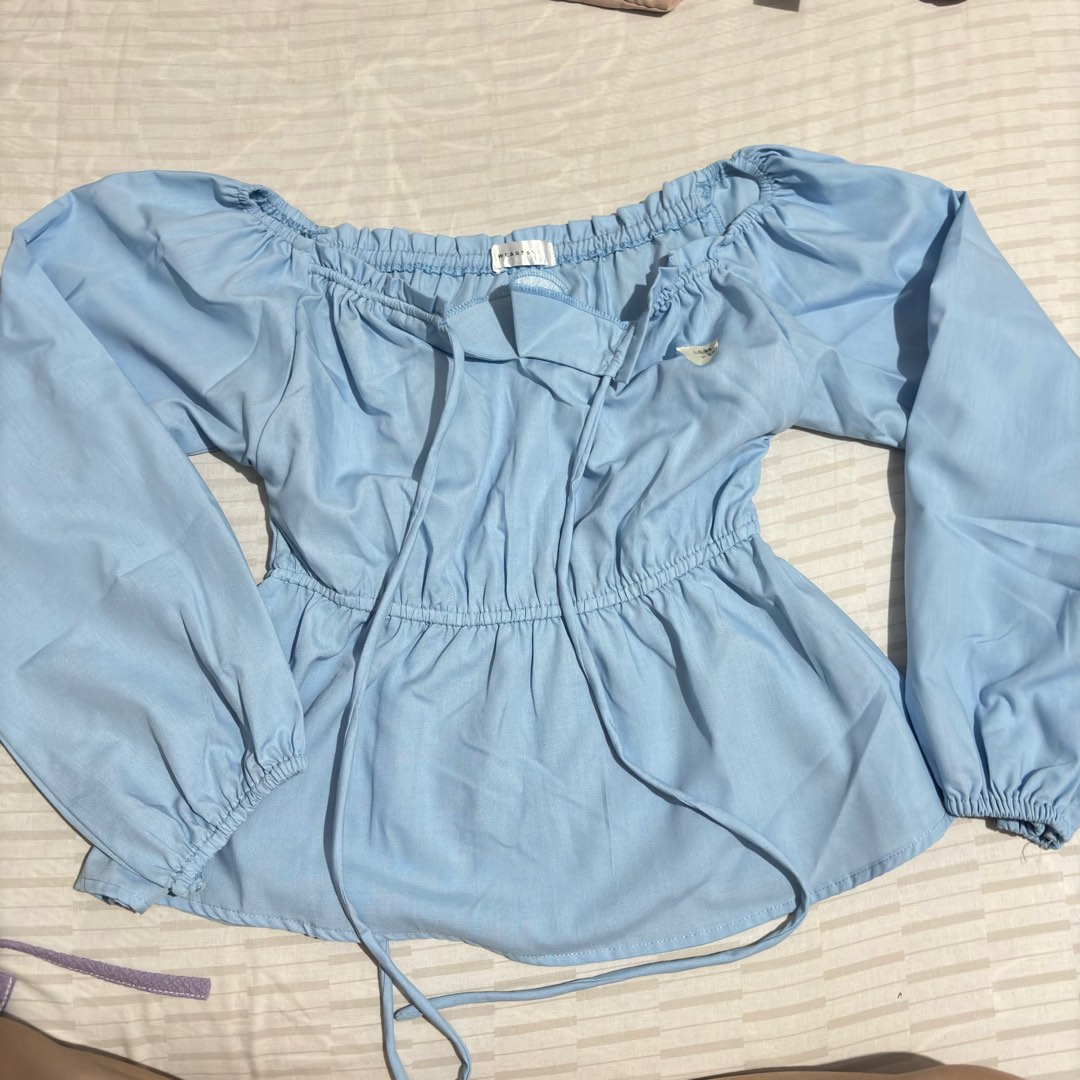 wear365 light blue sabrina, Fesyen Wanita, Pakaian Wanita, Atasan di ...