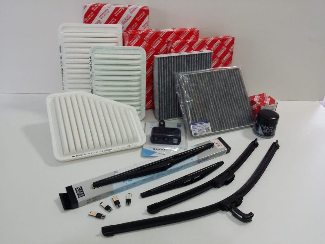 Car Engine air filter Cabin aircon filter Front rear Wiper Door Visor ...