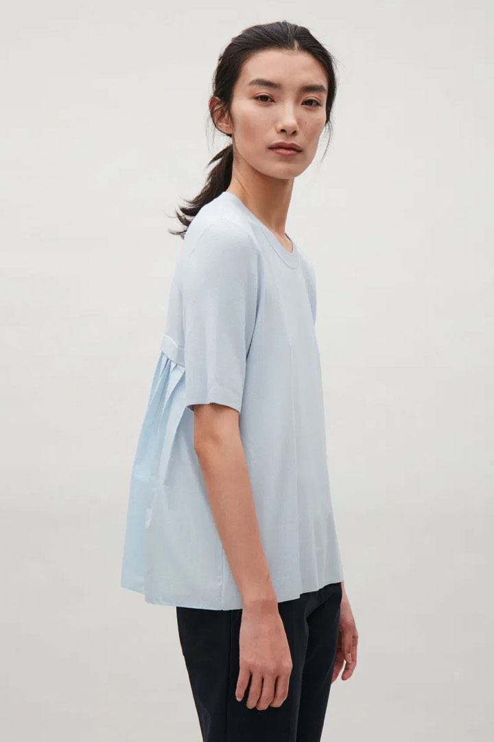 Cos pleated back baby blue top, Women's Fashion, Tops, Shirts on Carousell