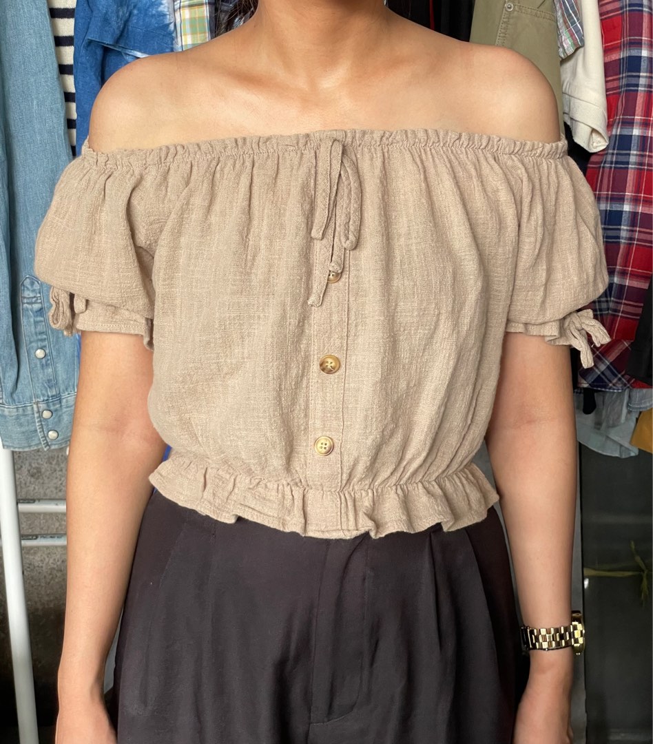Cotton on beige off shoulder top cottonon cropped top cotton on crop ...