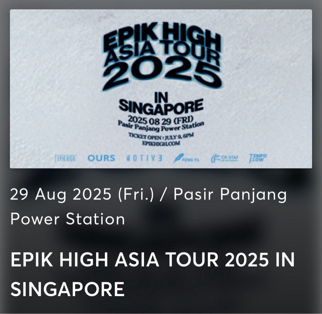EPIK HIGH ASIA TOUR 2025 in Singapore SVIP Ticket, Tickets & Vouchers ...