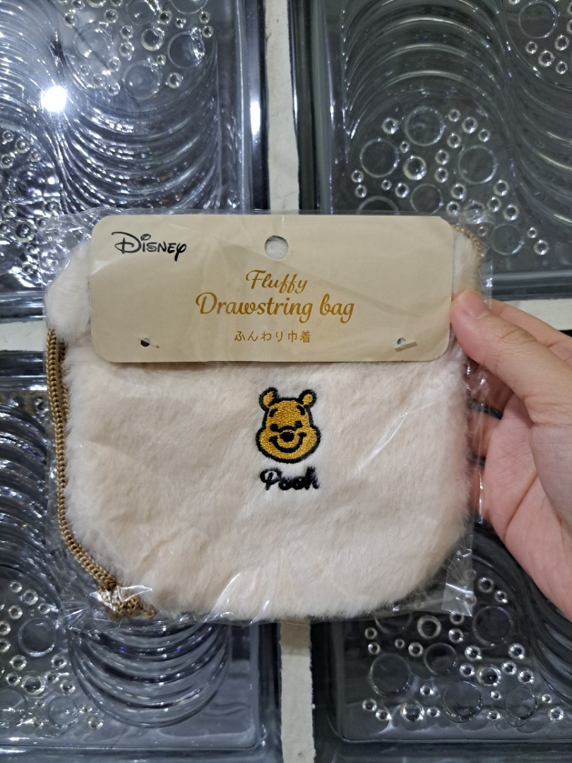 Fluffy Drawstring Bag Winnie The Pooh White Fluffy Enyoy NEW, Fesyen ...