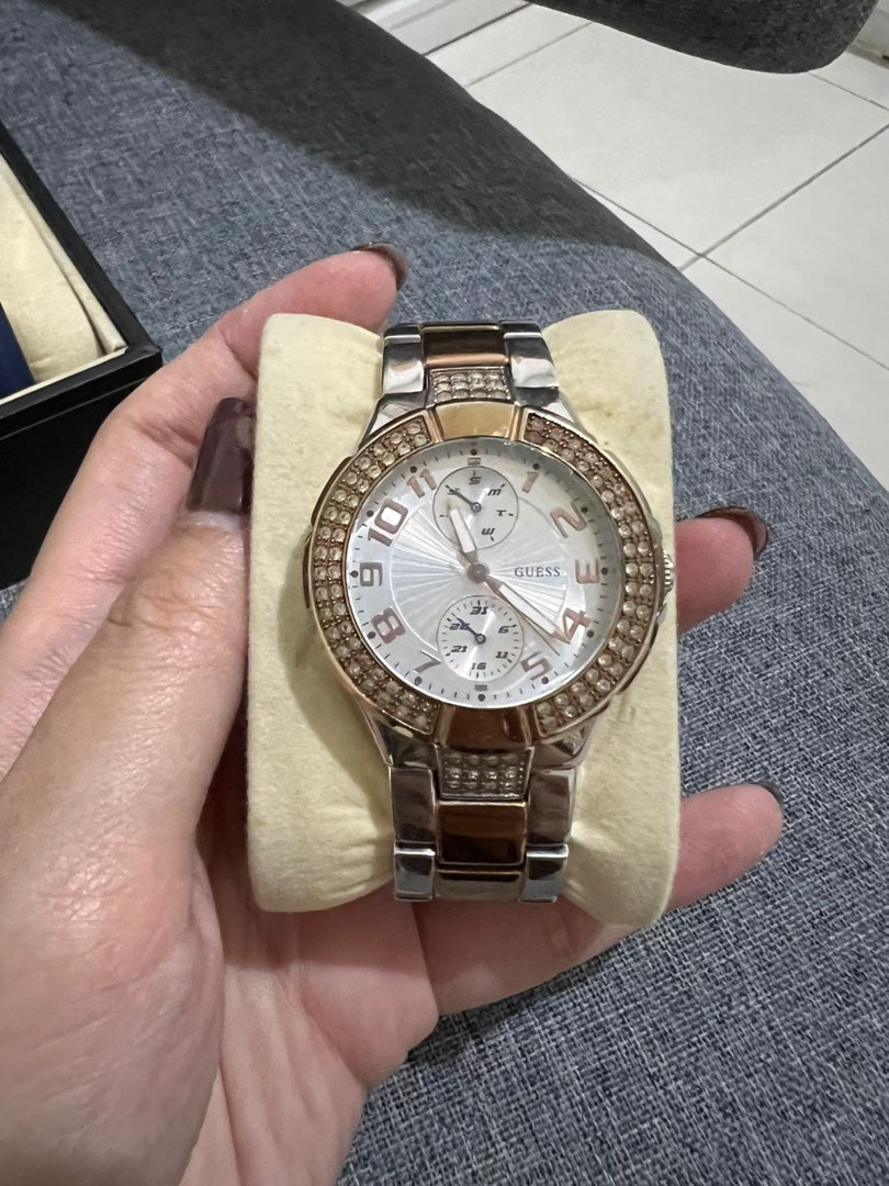 guess watch gold emas silver abu perak jam tangan leather limited ...