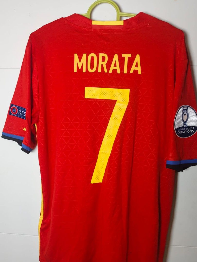 Jersey Spain Home Kit Euro 2016 Nameset#7.morata, Olah Raga, Baju ...