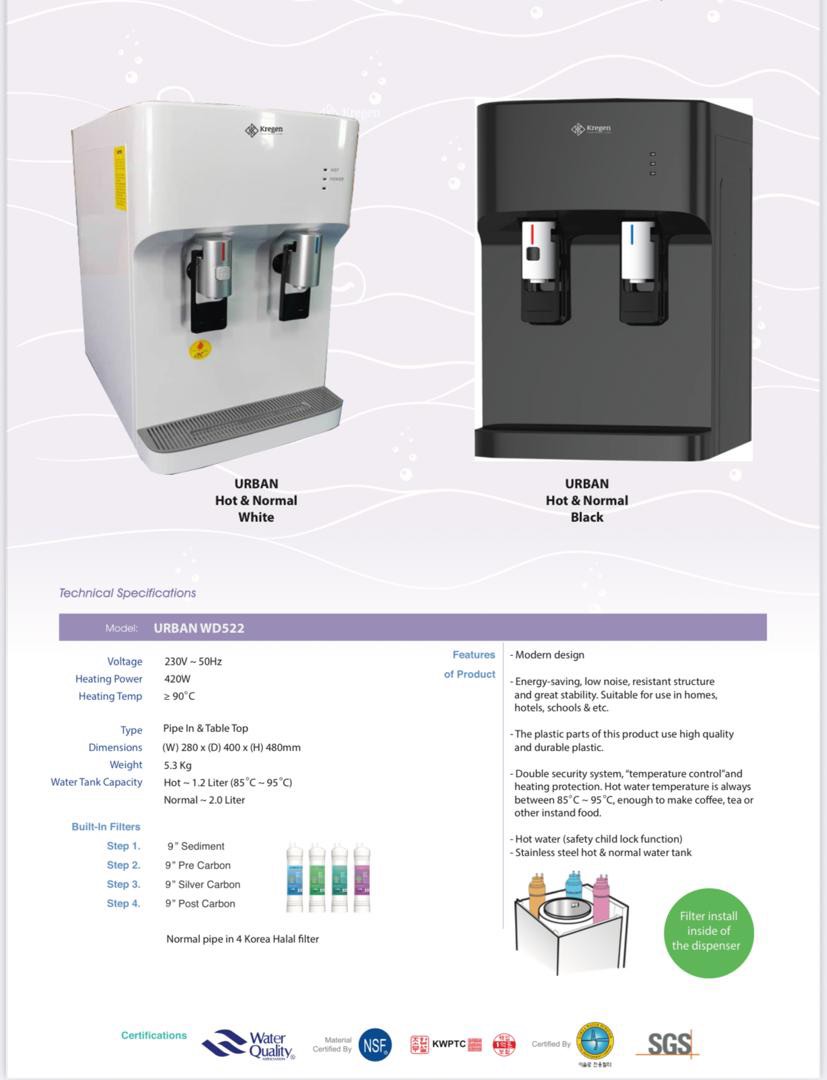 URBAN WD522 Hot & Normal Water Dispenser, TV & Home Appliances, Kitchen ...